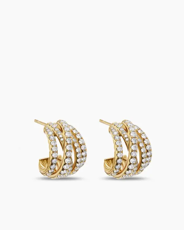 David Yurman 18k Yellow Gold Crossover Shrimp Earrings With Diamonds - Diamond