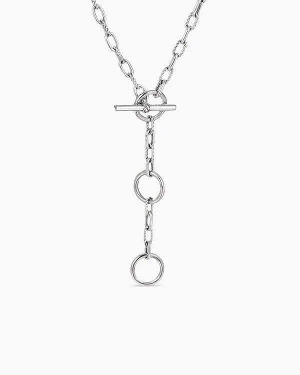 David Yurman Dy Madison Three Ring Chain Necklace - All Sterling Silver