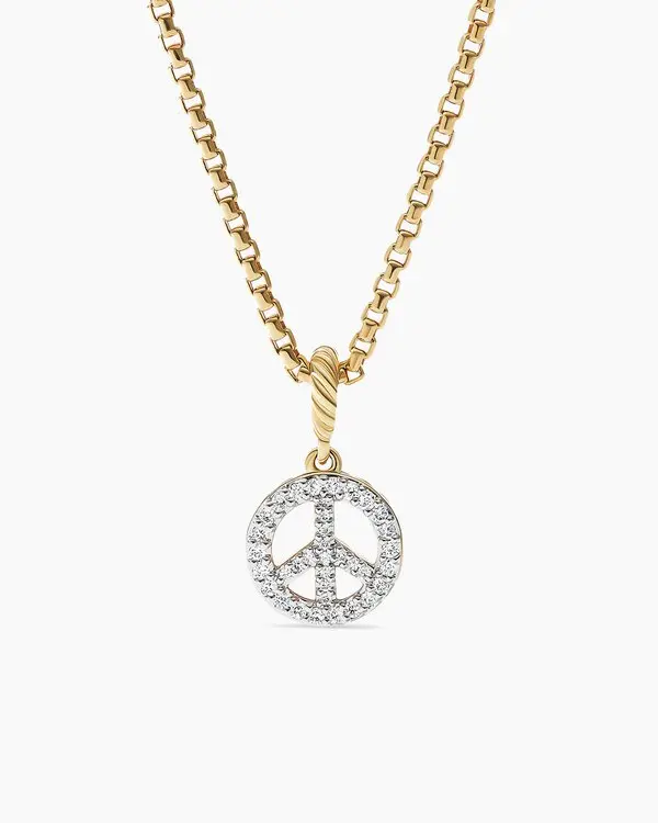 David Yurman 18k Yellow Gold Peace Sign Amulet With Diamonds - Diamond