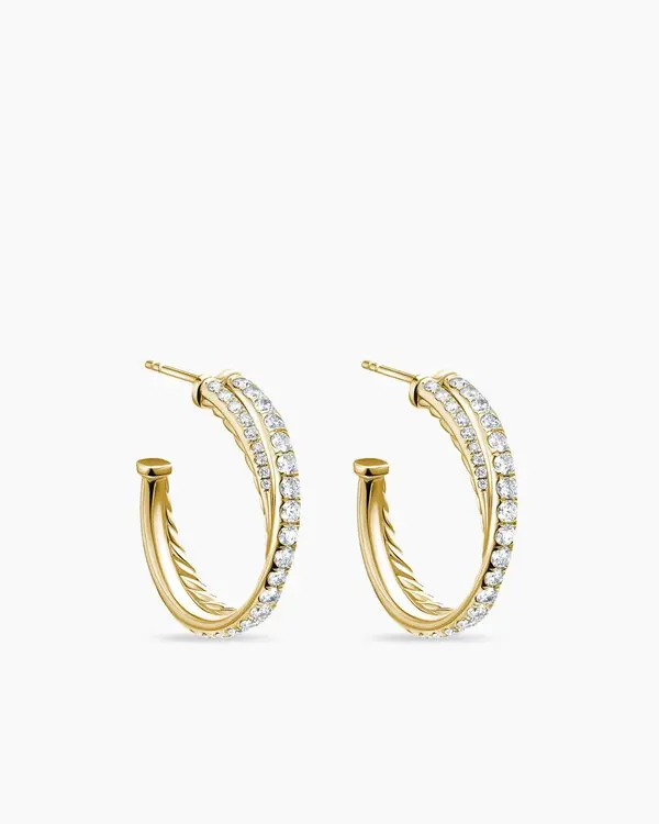 David Yurman Pavé Crossover Hoop Earrings - Diamond
