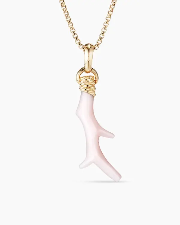 David Yurman Coral Amulet With And 18k Yellow Gold - Pink Opal