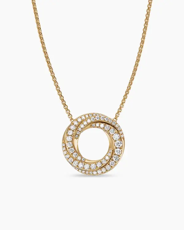 David Yurman 18k Yellow Gold Crossover Pendant Necklace - Diamond