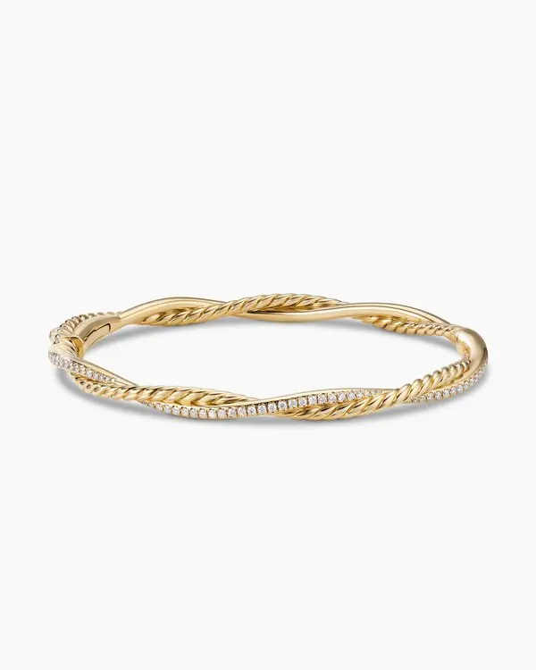 David Yurman Petite Infinity Bracelet In 18k Yellow Gold With Diamonds - Diamond