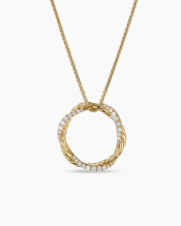 David Yurman 18k Yellow Gold Petite Infinity Pendant Necklace With Diamonds - Diamond