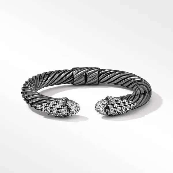 David Yurman Empire Cable Bracelet In Blackened Silver With 