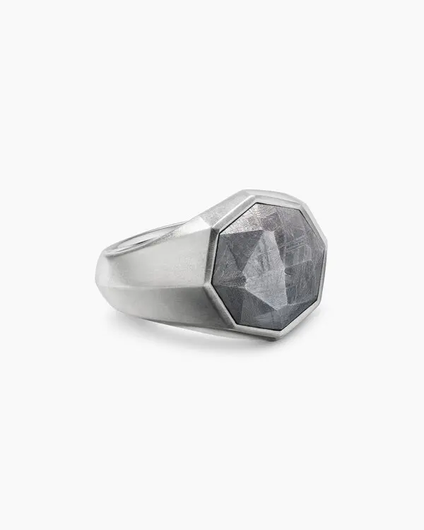 David Yurman Faceted Signet Ring With - Meteorite