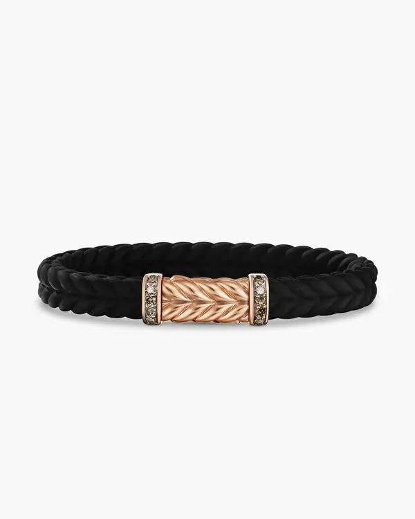 David Yurman Chevron Bracelet - Cognac Diamond/black Rubber
