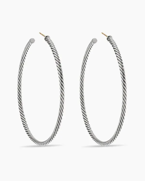 David Yurman Cable Hoop Earrings - All Sterling Silver