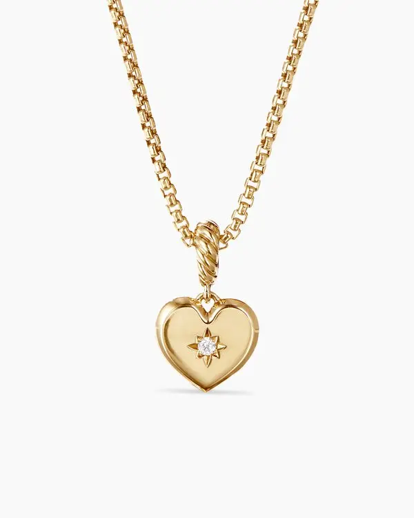 David Yurman 18k Yellow Gold Compass Heart Amulet With - Diamond