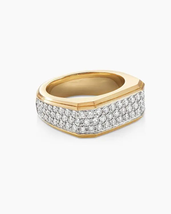 David Yurman Streamline® Signet Ring In 18k Yellow Gold With Diamonds - Diamond