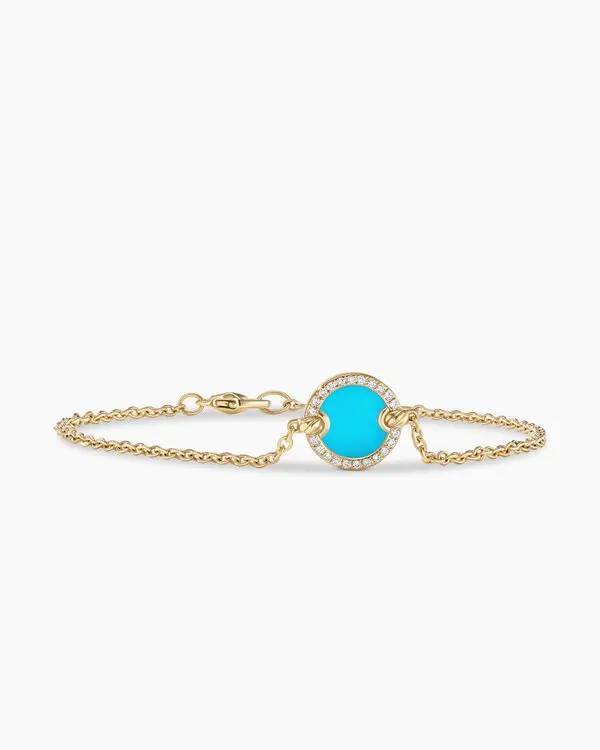 David Yurman Petite Dy Elements® Bracelet In Gold With And Diamonds - Turquoise