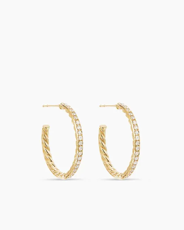 David Yurman Sculpted Cable Pavé Hoop Earrings - Diamond