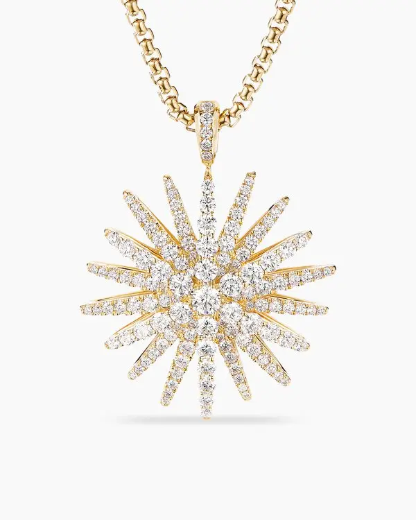 David Yurman Starburst Pendant In 18k Yellow Gold With Pavé Diamonds - Diamond
