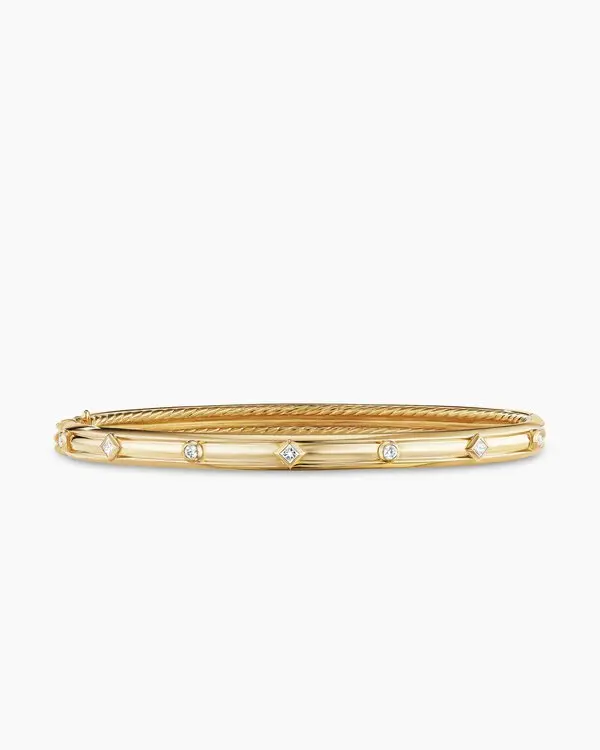 David Yurman 18k Yellow Gold Bangle Bracelet With Diamonds - Diamond