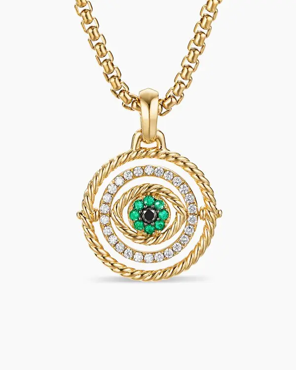 David Yurman 18k Yellow Gold Evil Eye Amulet - Emerald