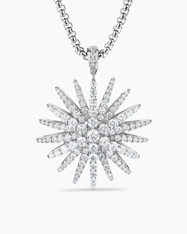 David Yurman Starburst Pendant In 18k White Gold With Pavé Diamonds - Diamond
