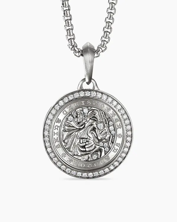 David Yurman Sterling Silver St. Christopher Amulet - Diamond