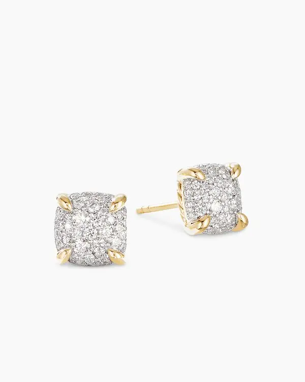 David Yurman 18k Yellow Gold Chatelaine Stud Earrings With Diamonds - Diamond