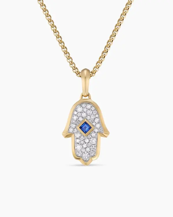 David Yurman Hamsa Amulet With Diamonds And Sapphire - Light Blue Sapphire