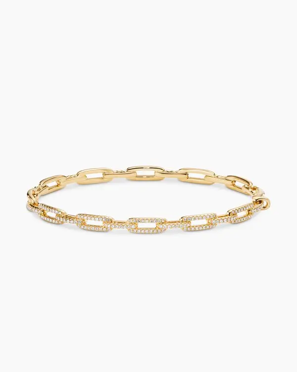 David Yurman 18k Yellow Gold Stax Chain Link Bracelet With Diamonds - Diamond