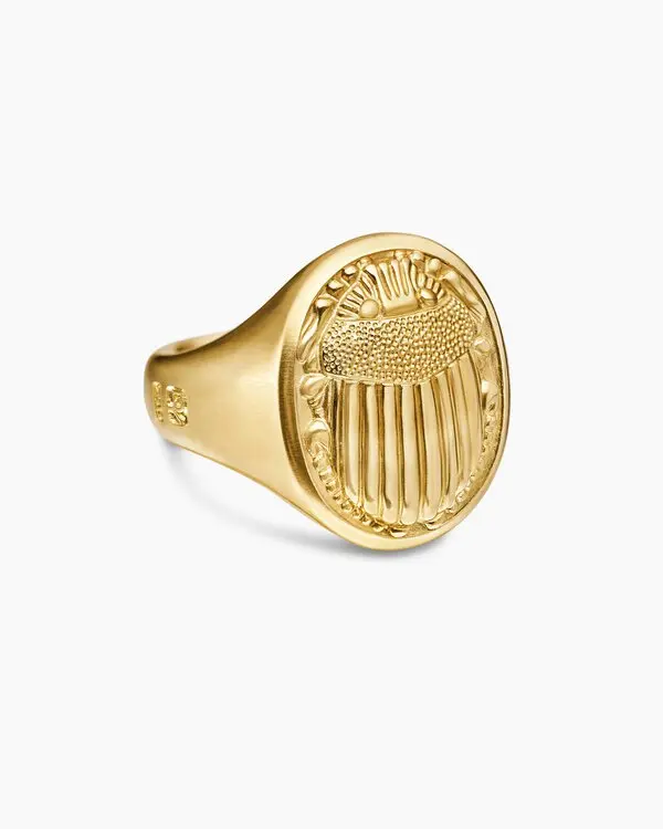 David Yurman Petrvs® Scarab Signet Ring - All 18k Yellow Gold