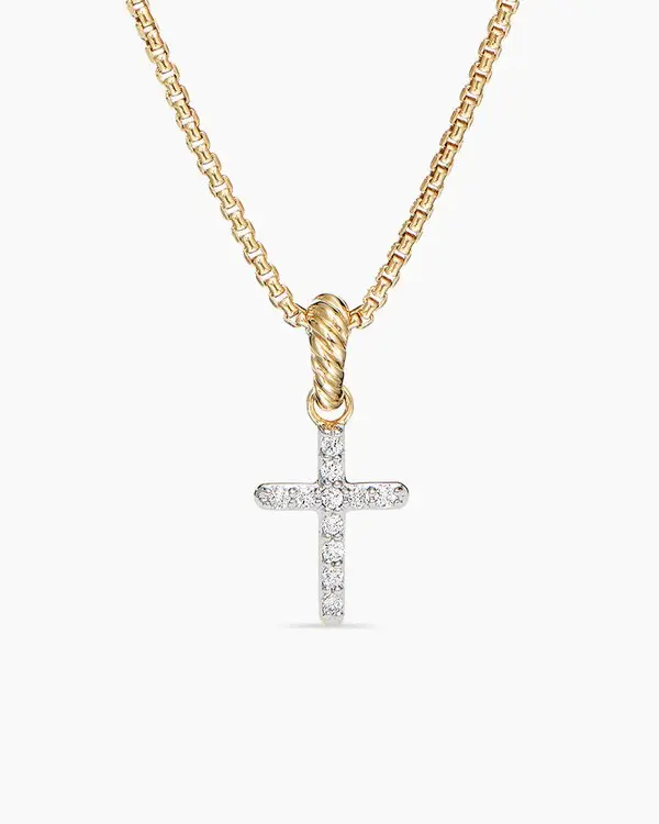 David Yurman Cable Collectibles® Cross Amulet In 18k Yellow Gold With Diamonds - Diamond