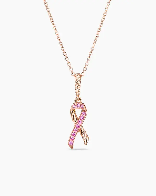 David Yurman 18k Rose Gold Ribbon Necklace - Pink Sapphire