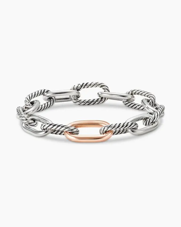 David Yurman Dy Madison® Chain Bracelet - Silver/18k Rose Gold