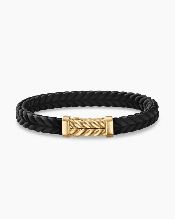 David Yurman Chevron Bracelet In With 18k Yellow Gold - Black Rubber