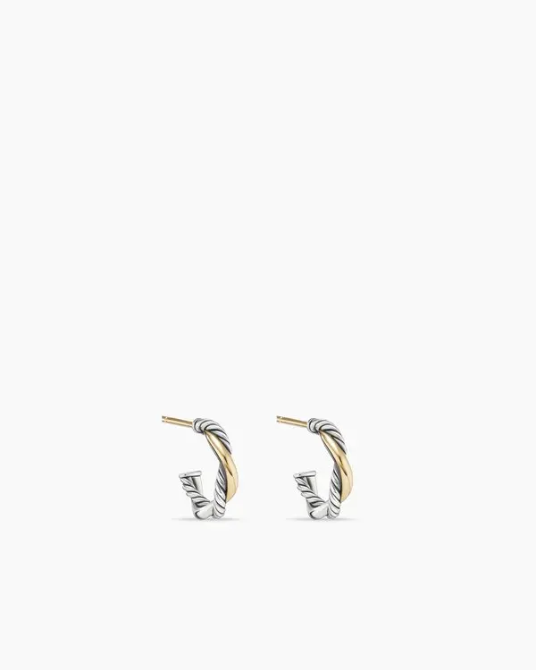 David Yurman Petite Infinity Huggie Hoop Earrings - Sterling Silver/14k Yellow Gold