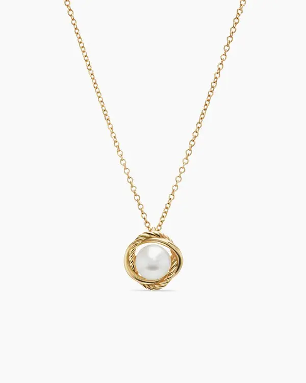 David Yurman 18k Yellow Gold Infinity Pendant Necklace - Pearl