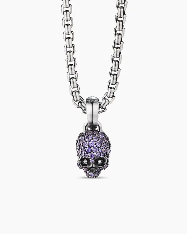 David Yurman Skull Amulet With Sapphires And Diamonds - Purple Sapphire