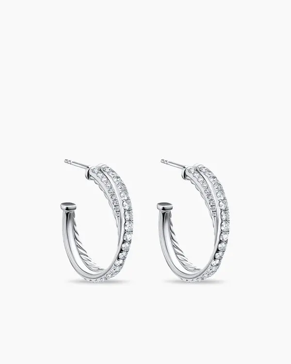 David Yurman Pavé Crossover Hoop Earrings - Diamond