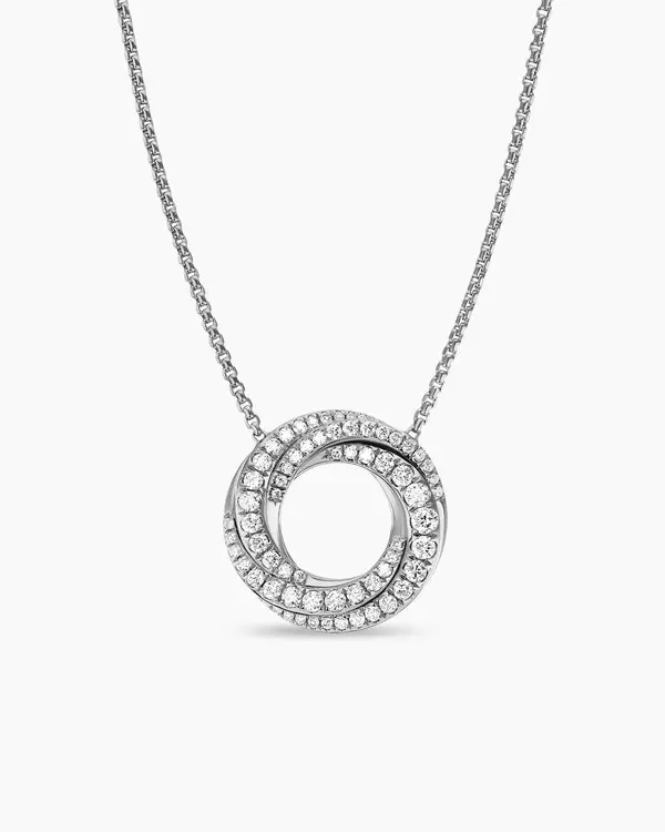 David Yurman Petite Pavé Crossover Pendant Necklace - Diamond