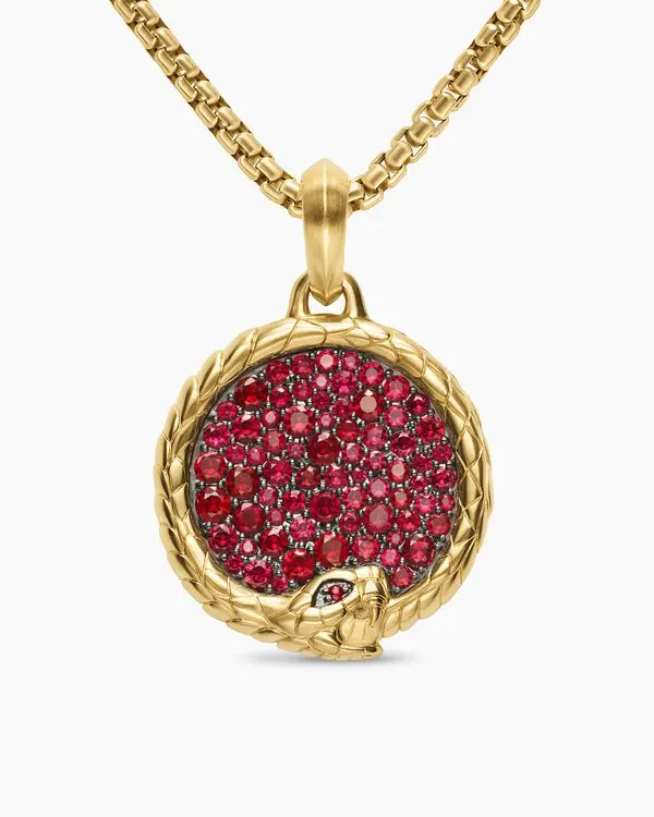 David Yurman Ouroboros 18k Yellow Gold Amulet With And - Ruby