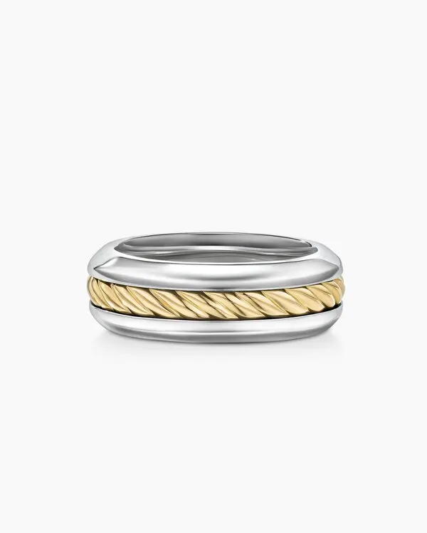 David Yurman Cable Inset Band Ring - Sterling Silver/18k Yellow Gold