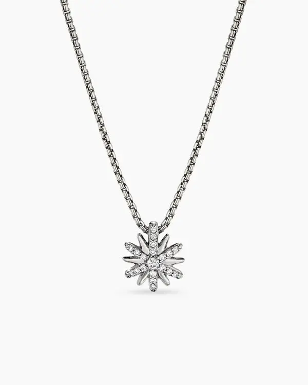 David Yurman Sterling Silver Petite Starburst Pendant Necklace - Diamond