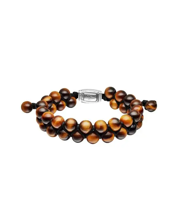 David Yurman Spiritual Beads Two Row Woven Bracelet - Tigers Eye