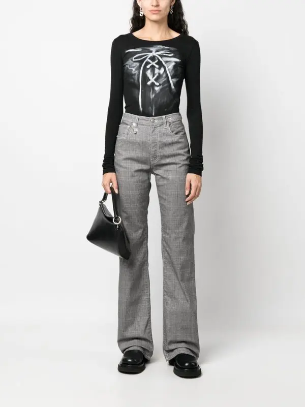 R13 Jane Plaid Straight-flared Jeans - Black