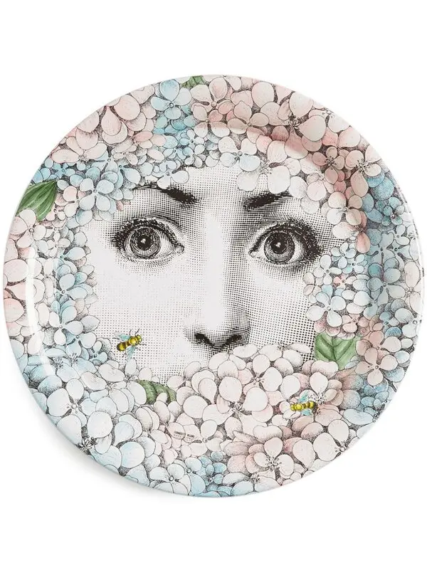 FORNASETTI Ortensia Hand-painted Tray - White