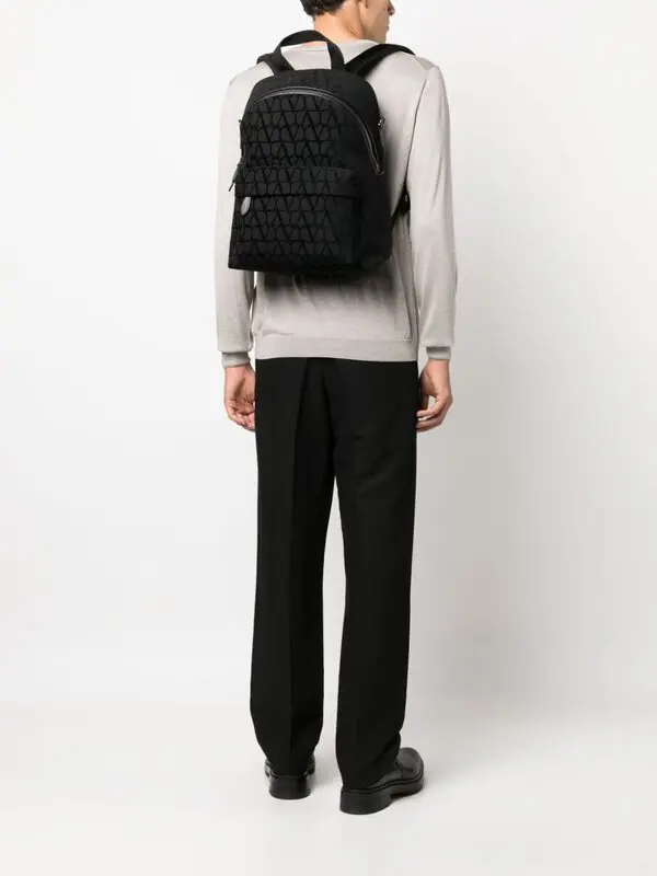 Valentino Garavani Jacquard Pocket Backpack - Black