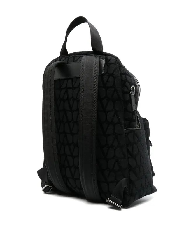 Valentino Garavani Jacquard Pocket Backpack - Black