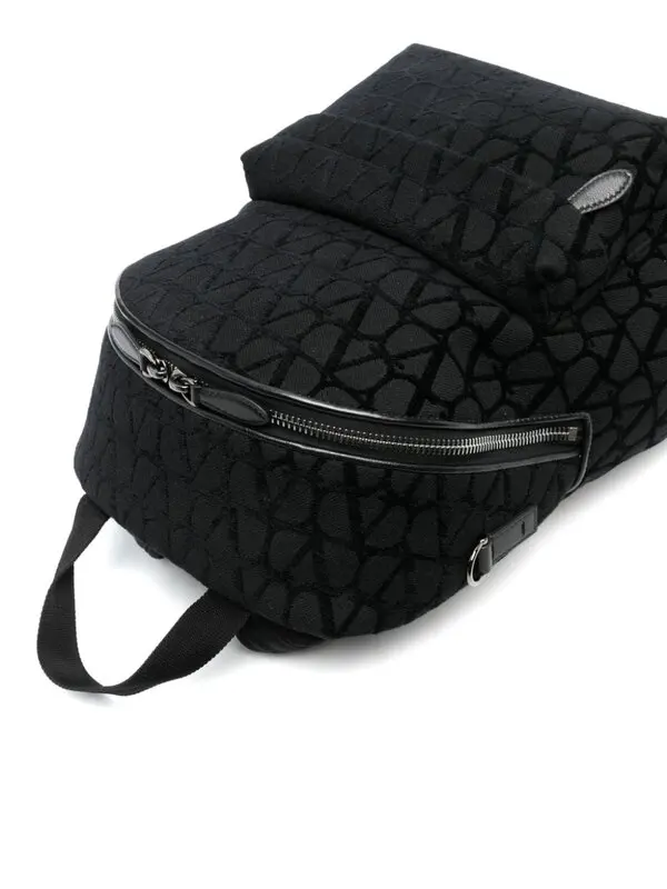 Valentino Garavani Jacquard Pocket Backpack - Black