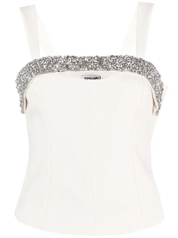 Simkhai Crystal-embellished Corset Top - White