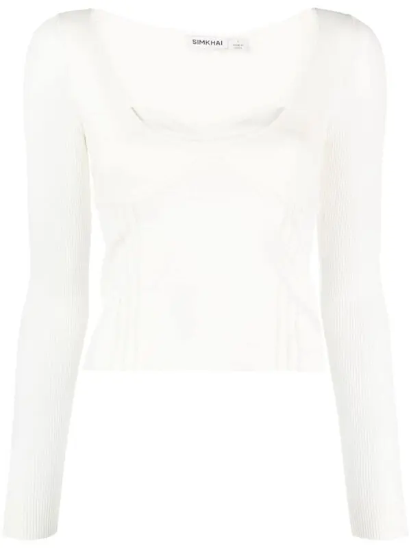 Simkhai Sweetheart-neck Fine-knit Top - White