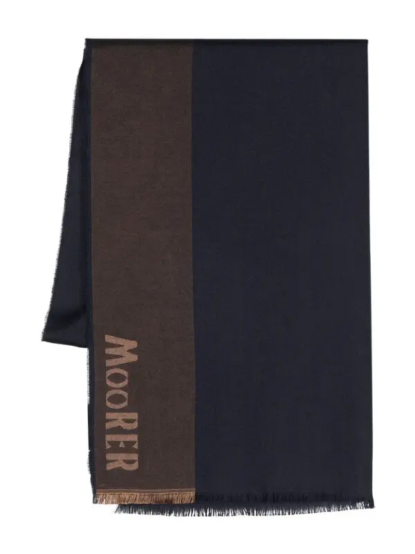 MOORER Frayed Cashmere Scarf - Blue