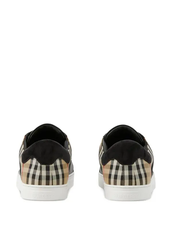 Burberry Vintage Check Calf Leather And Suede Sneakers - Black