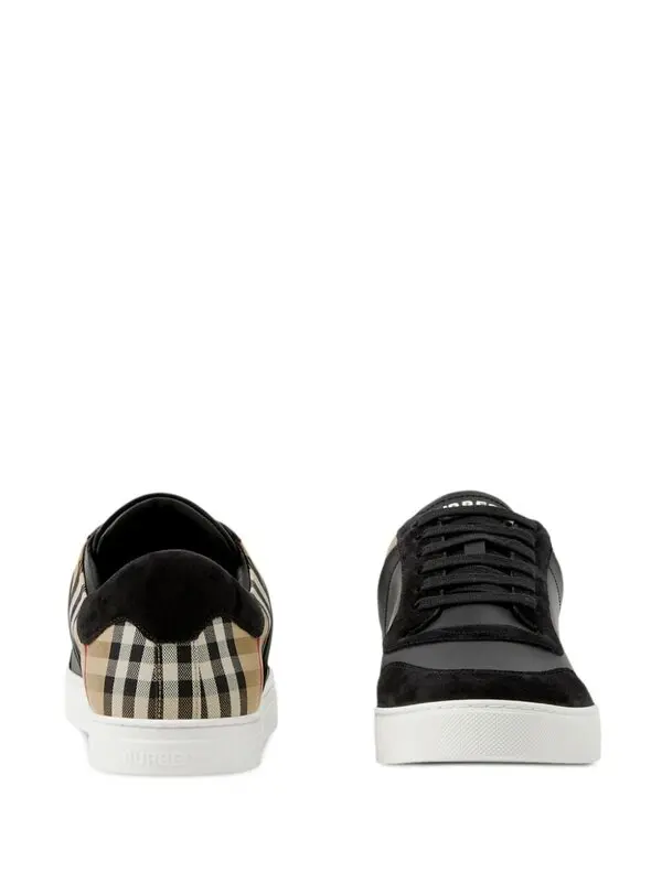 Burberry Vintage Check Calf Leather And Suede Sneakers - Black