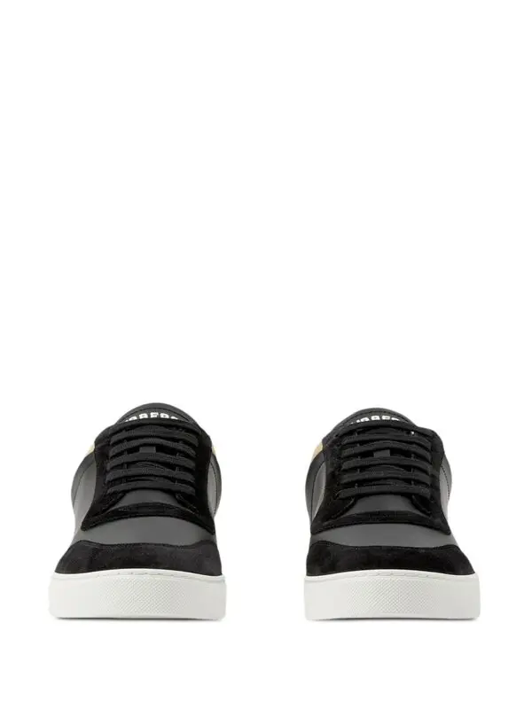 Burberry Vintage Check Calf Leather And Suede Sneakers - Black