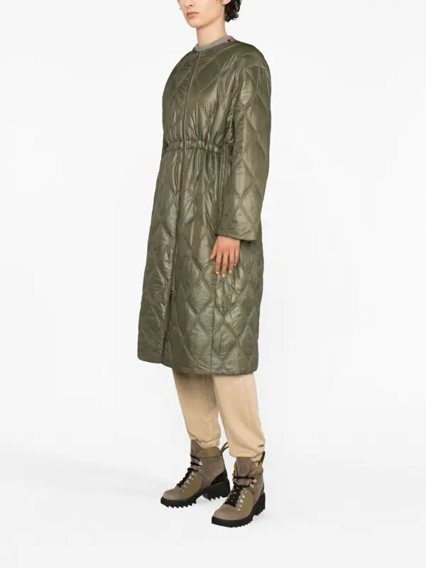 GANNI Drawstring Quilted Coat - Green